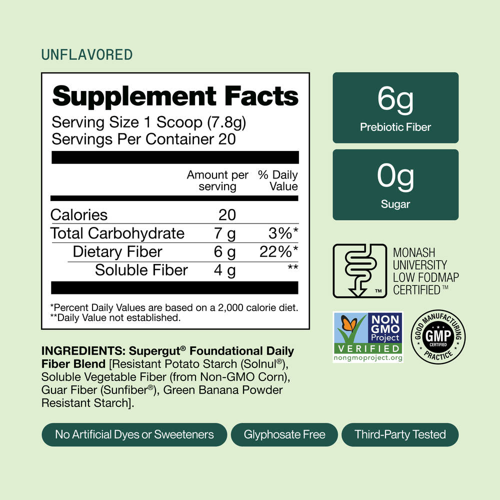 Foundational Daily Fiber | Prebiotic Supplement for Gut Health – Supergut